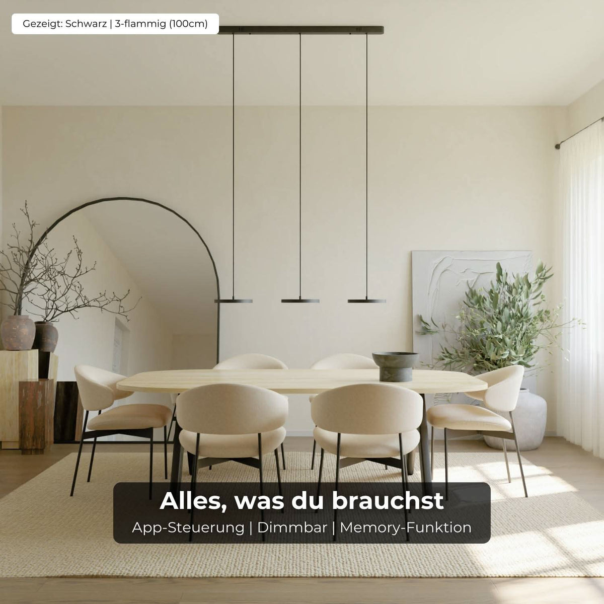 Dimmbare Pendelleuchte 'Evanos', LED Deckenleuchte, moderne Hängelampe ...