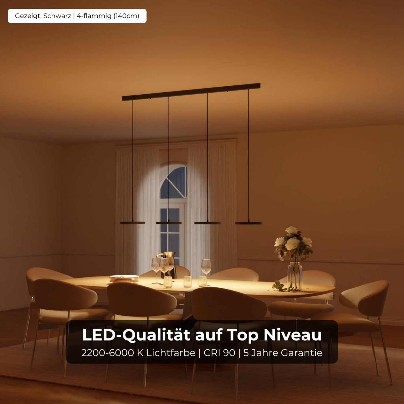 Dimmbare Pendelleuchte 'Evanos', LED Deckenleuchte, moderne Hängelampe ...