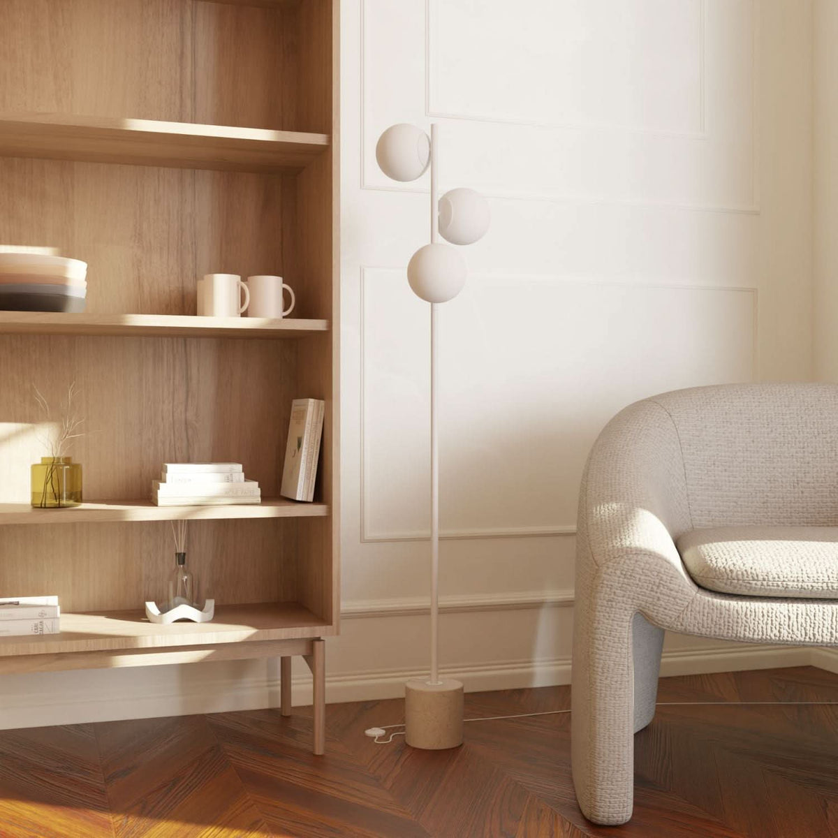 LUMIÈRE Design Rovea Stehleuchte Travertinstein Stehlampe aus Opalglas ...