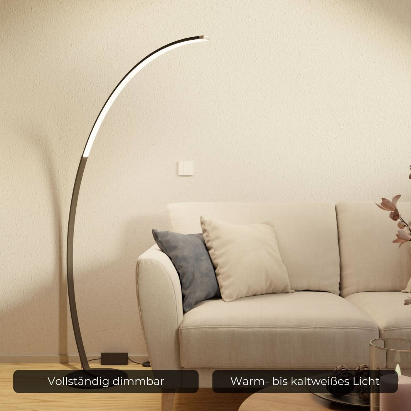 Stehlampe Bogenlampe dimmbar LED Wohn & Schlafzimmer Bogenleuchte ...