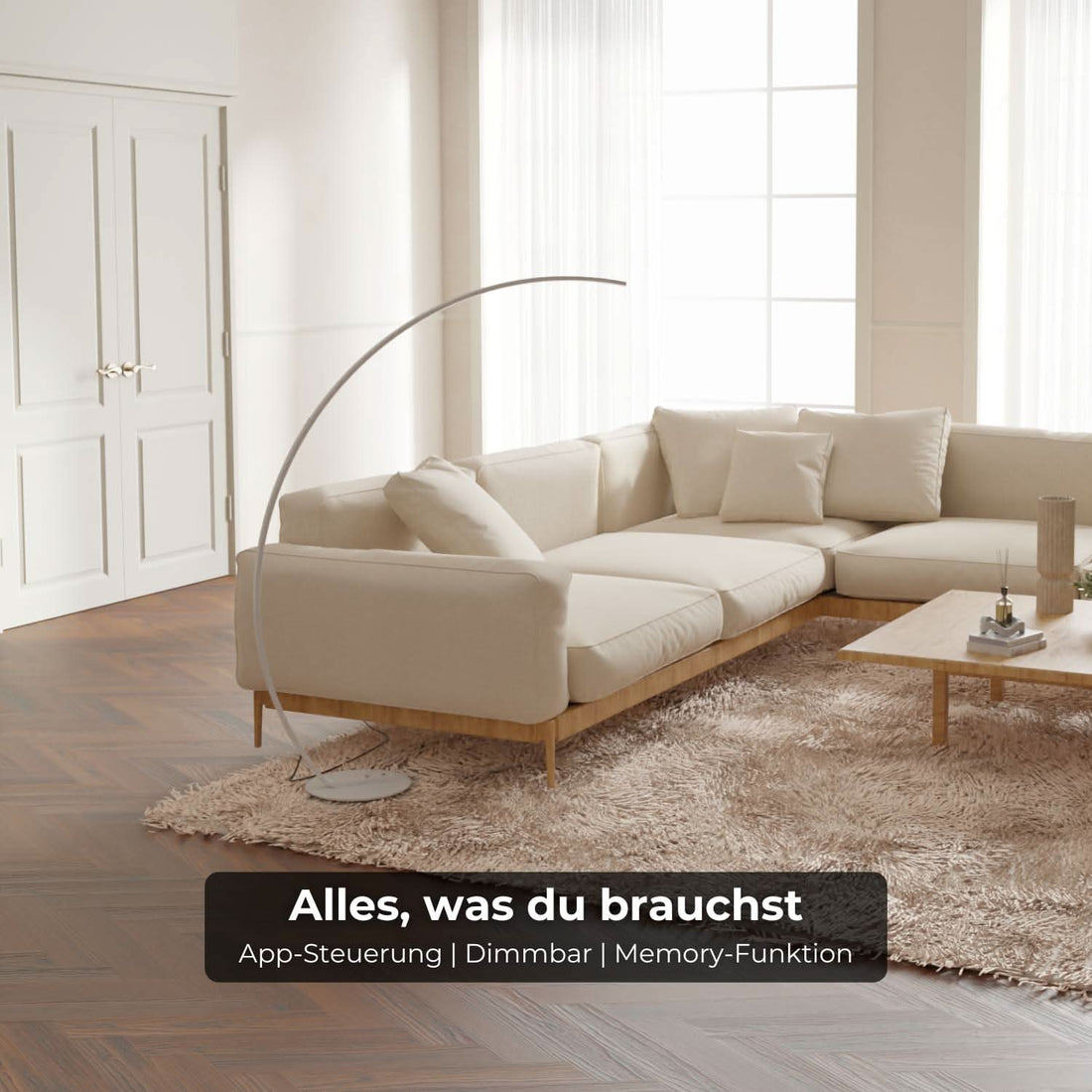 Stehlampe Bogenlampe dimmbar LED Wohn & Schlafzimmer Bogenleuchte Leselampe Bogenstehlampe