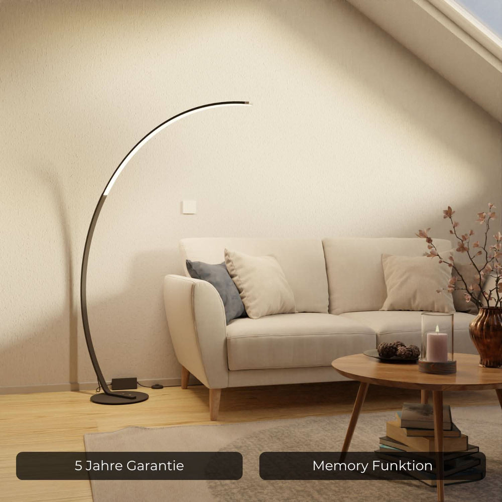 Stehlampe Bogenlampe dimmbar LED Wohn & Schlafzimmer Bogenleuchte Leselampe Bogenstehlampe Smart ...